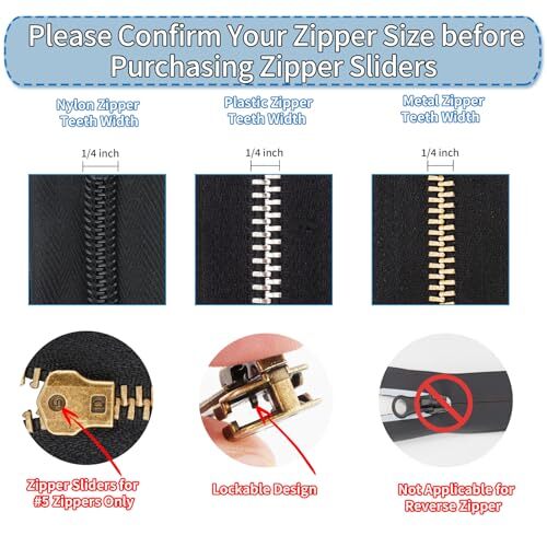 Domthent Zipper Repair Kit,#5 Zipper Pull Replacement,76pcs Fix a ...