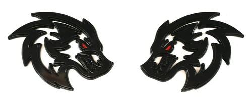Pair Wolf Car Emblem Badges Car Door Side Sport Sticker Logo Black ...