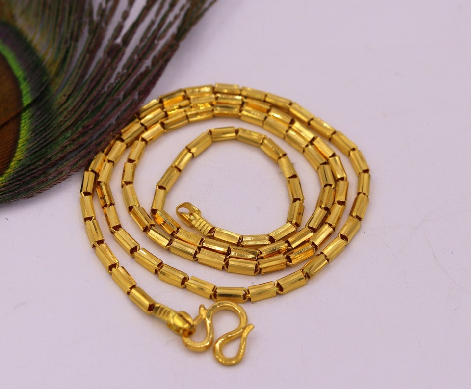 GENUINE 22KT YELLOW GOLD FABULOUS BAHT CHAIN 22 INCHES NECKLACE CHAIN ...