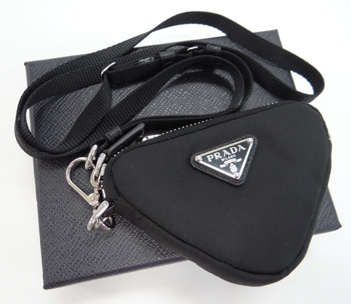 PRADA Nylon Triangle Mini Pouch Key Ring 2TT140 Black Italy 57210295300 ...