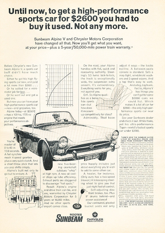 1967 Sunbeam Alpine Classic Vintage Advertisement Ad | eBay