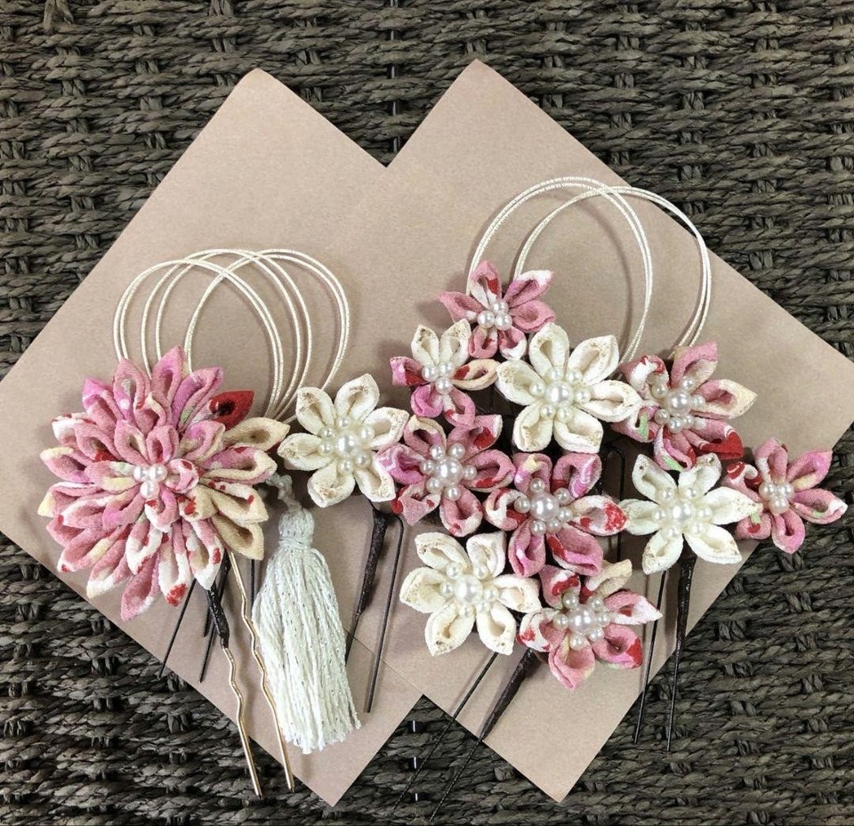Kanzaki Tamaki Tsumami Kanzashi Hair Ornament Set for Graduation and ...