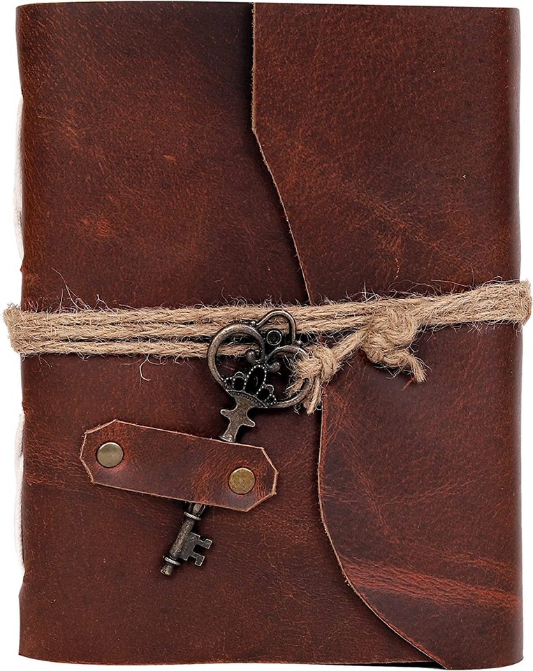 Vintage Leather bound Journal Antique Handmade Paper Notebook Diary ...