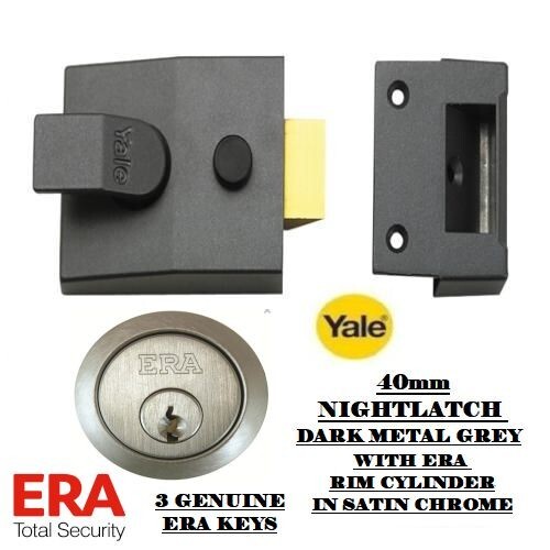 NIGHTLATCH P84 YALE 40mm DMG NIGHT LATCH WITH ERA RIM CYLINDER SATIN ...