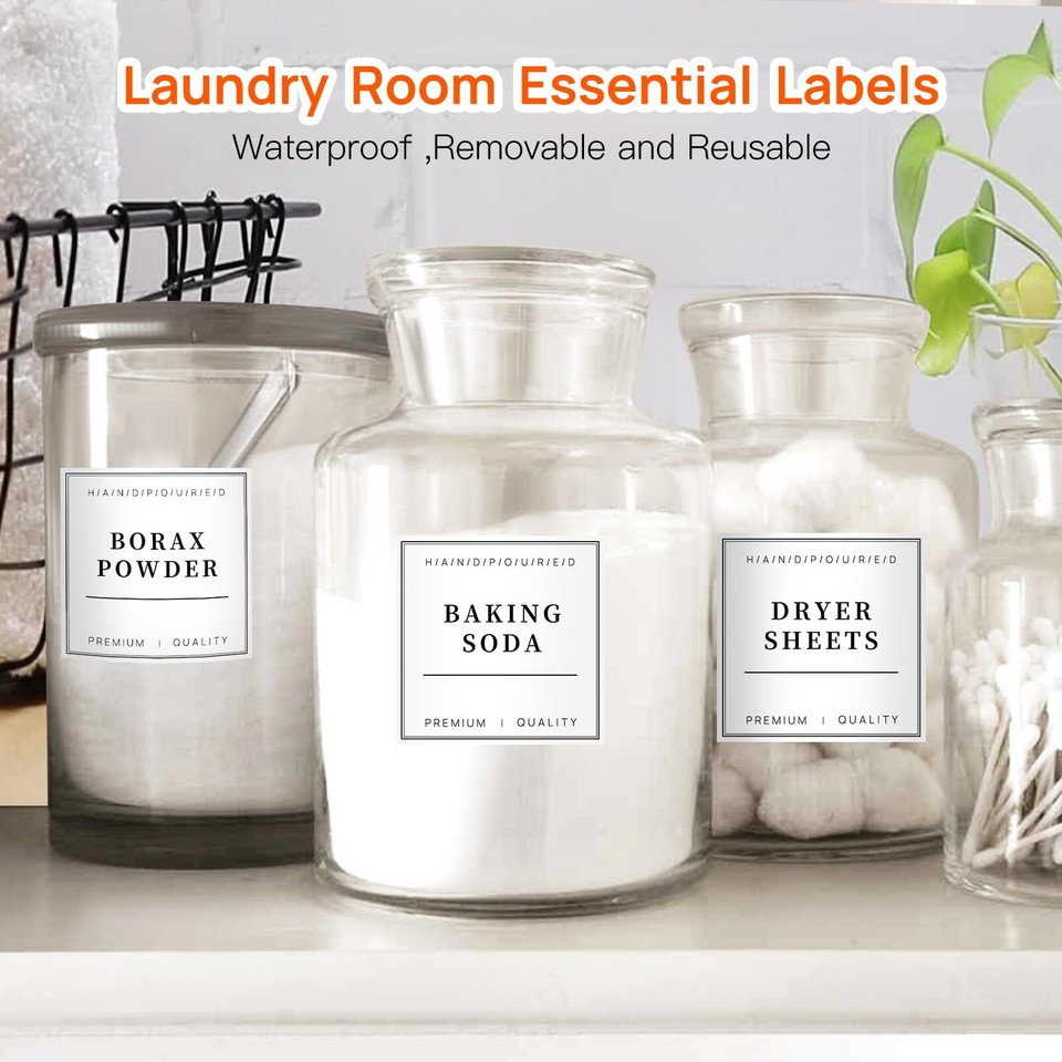 Laundry Labels for Jars, Minimalist Laundry Room Labels Set, 18PCS PVC ...