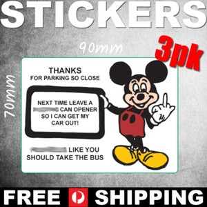 Mickey Mouse Parking 3pk - Funny Rude Vinyl Decal Bumper Sticker ...