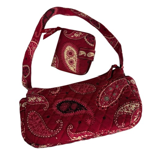 VERA BRADLEY Maggie MESA RED PAISLEY Small Handbag & Zip Around Wallet ...