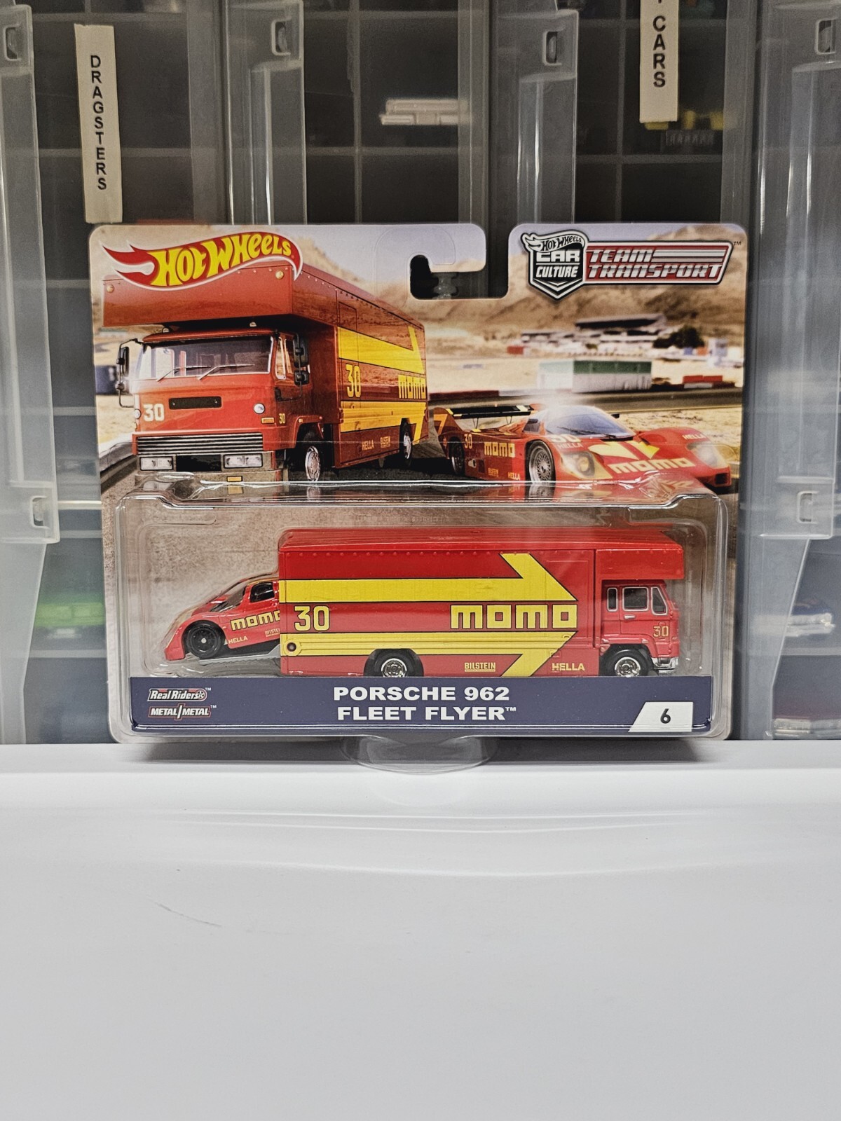 Hot Wheels Team Transport Porsche 962 And MOMO Fleet Flyer 887961556728 ...