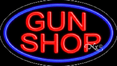 BRAND NEW "GUN SHOP" 30x17 OVAL BORDER REAL NEON SIGN w/CUSTOM OPTIONS ...