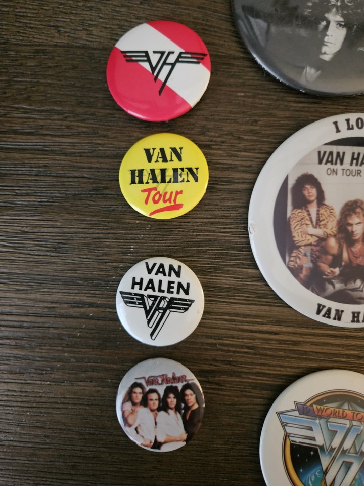 Set of 7 Vintage 1980s VAN HALEN Logo Pin Buttons | eBay