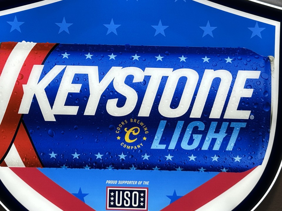 KEYSTONE LIGHT BEER LED BAR SIGN MAN CAVE LIGHTED DECOR AMERICAN CAN ...