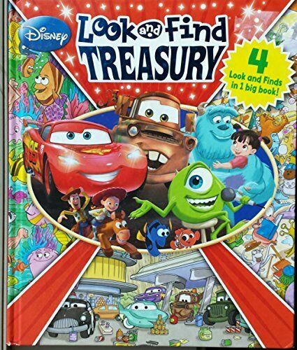 Disney LOOK and Find Treasury 4 Books in 1 Cars Nemo Monsters Inc Toy ...