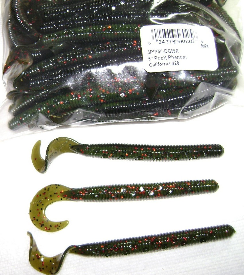 200 MISTER TWISTER POC'IT PHENOM WORMS LURES BAMA BUG CALI 420 RED CORE ...