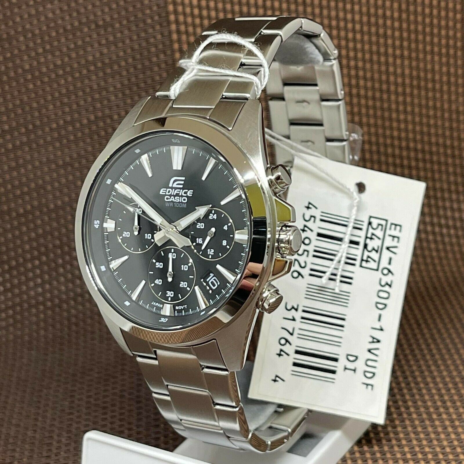 Casio Edifice EFV-630D-1A Simple Black Analog Chronograph Men's Sporty ...