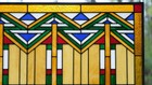 Handcrafted stained glass window panel Mission style panel, 34.5"W x 20 ...
