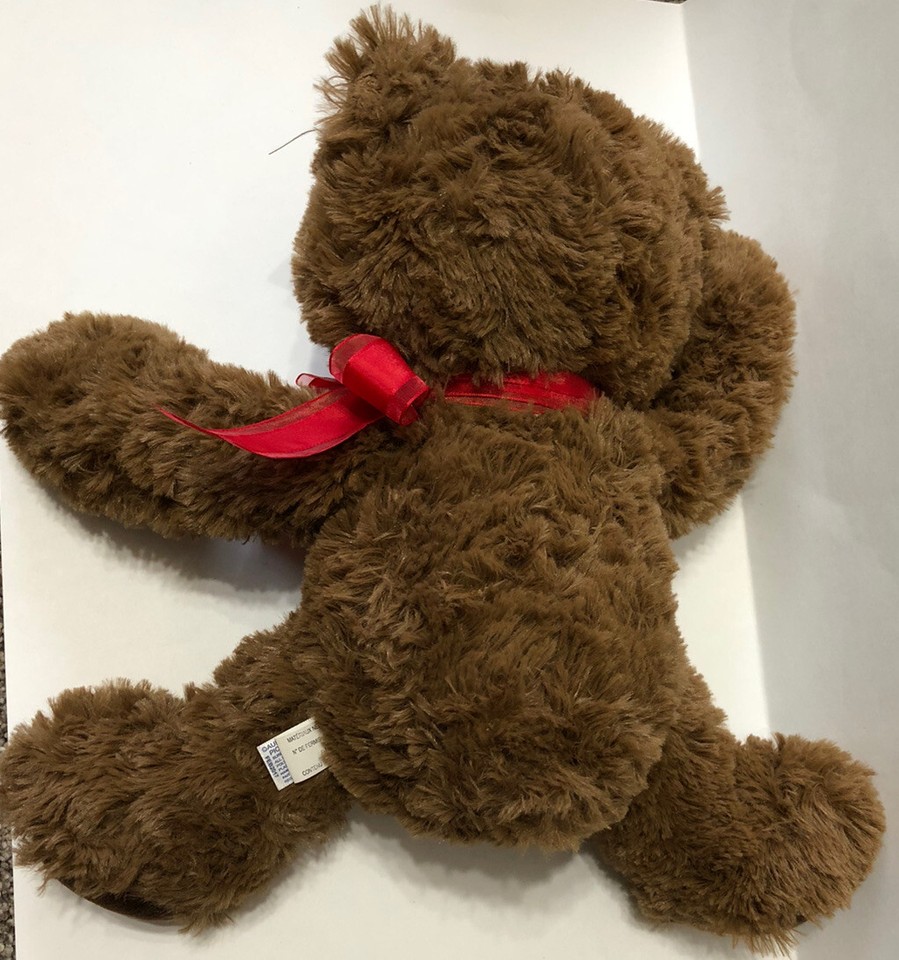 Aurora Bear 15" Coco Bear Brown Stuffed Animal With Red Bow-PB1 | eBay