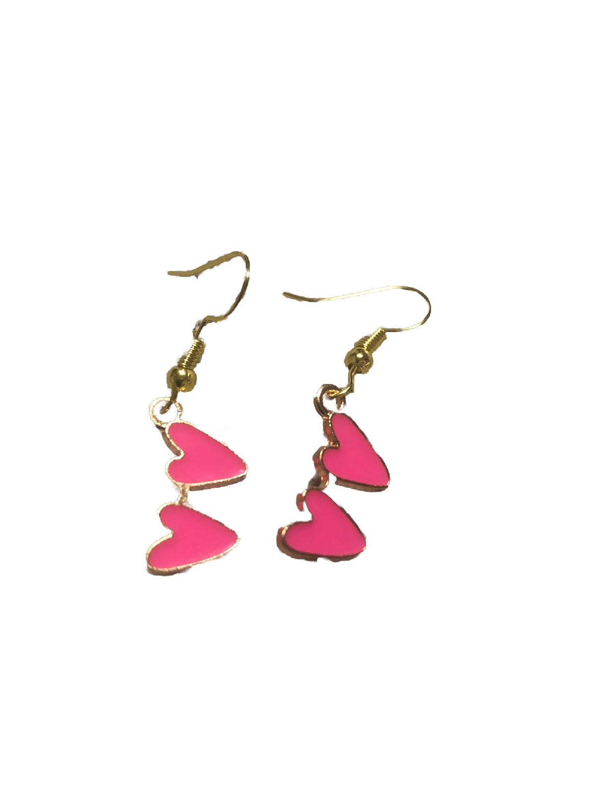 Hand Made Dangling Pink Heart Earrings | eBay