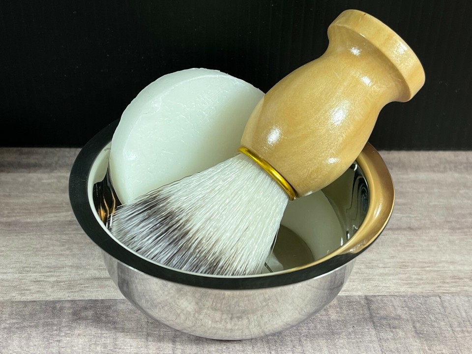 Stainless Steel Shaving Mug Bowl Men's Shave Soap Cup with Brush Set | eBay