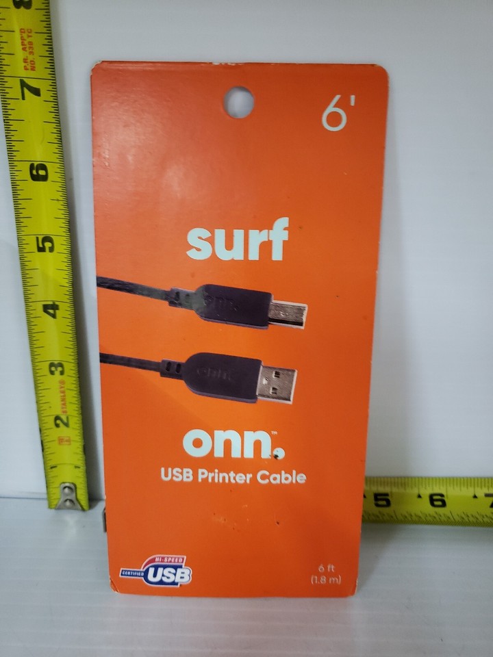 Surf ONN USB Printer Cable 6' 480 mbps Connects Laptop or computer to a ...