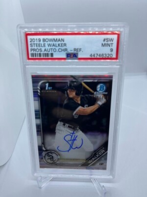 2019 Bowman Chrome 1st Steele Walker Refractor Auto /499 Rangers RC PSA ...