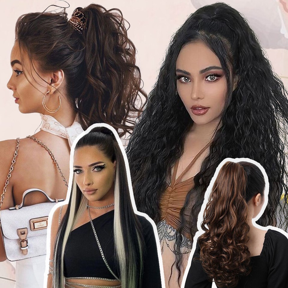 Highlight Jaw Claw Clip In Ponytail Extension As Human Real Thick Wavy ...