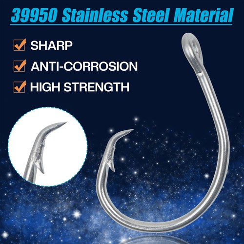 Stainless Steel Circle Hooks Strong Big Game Hooks Shark & Swordfish ...