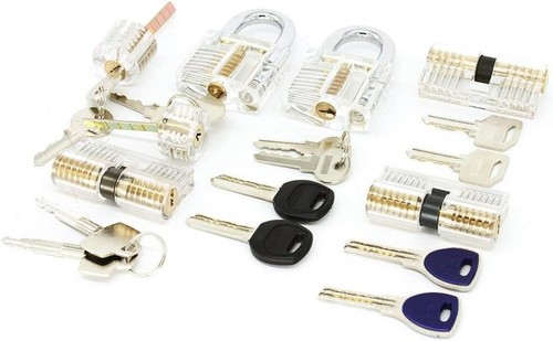7 PCS Training Locks Professional Transparent Cutaway Practice Keyed ...