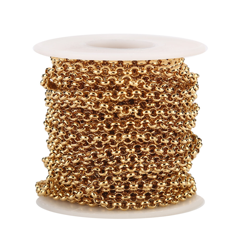 Top Quality Gold Plated 4mm Width Stainless Steel Metal Link Chains ...