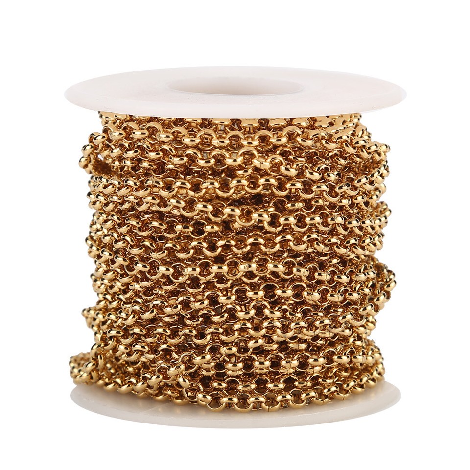 Top Quality Gold Plated 4mm Width Stainless Steel Metal Link Chains ...