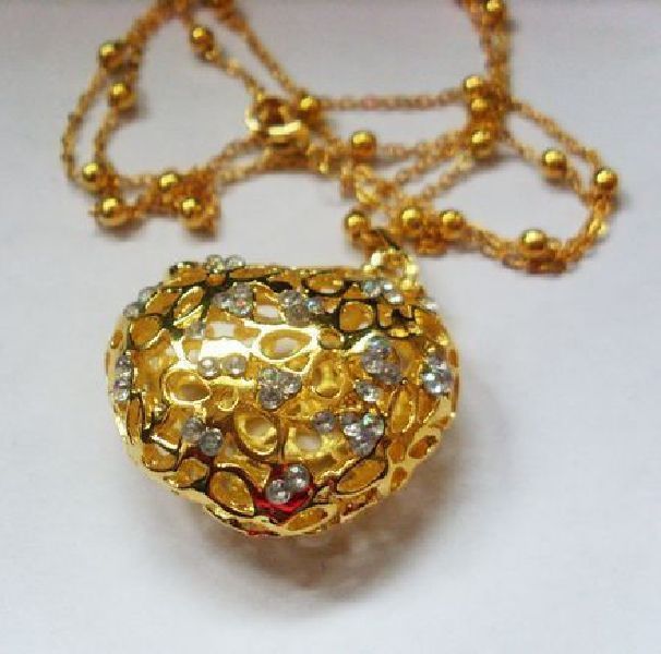 Precious Chain And Pendant Heart Shape Gold With Crystal Stones | eBay UK