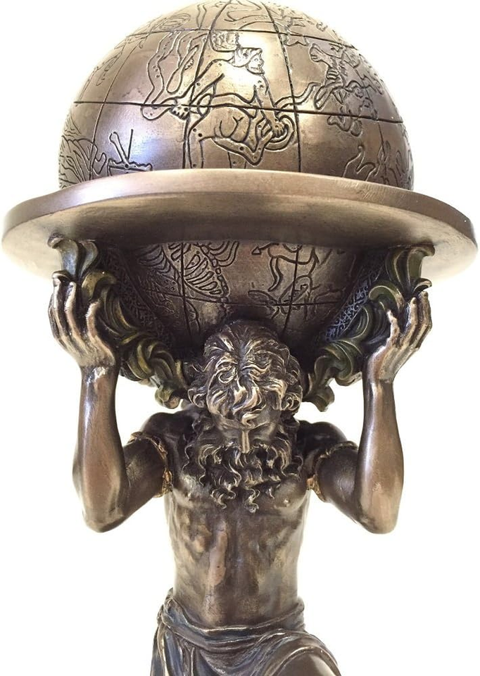 9 Inch Greek Titan Atlas Carrying the World Statue Cold Cast Resin ...