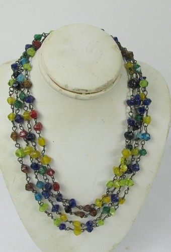 Antique Colorful Flapper Glass End of Day Beaded Art Deco Wire Link ...