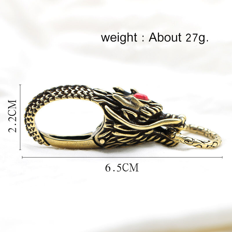 Solid Brass Dragon Head Keychains Keyrings Snap Hook Clip Key Holder ...