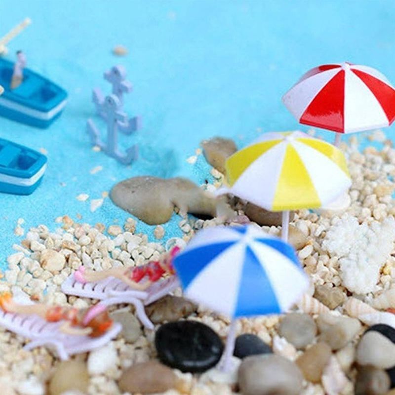 Sun Mini Umbrella Miniature Beach Micro Landscape Decoration Ornament ...