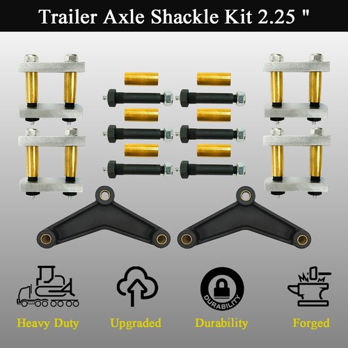 Greaseable Tandem Trailer Axle Shackle Kit 2.25" for Double Eye Springs ...