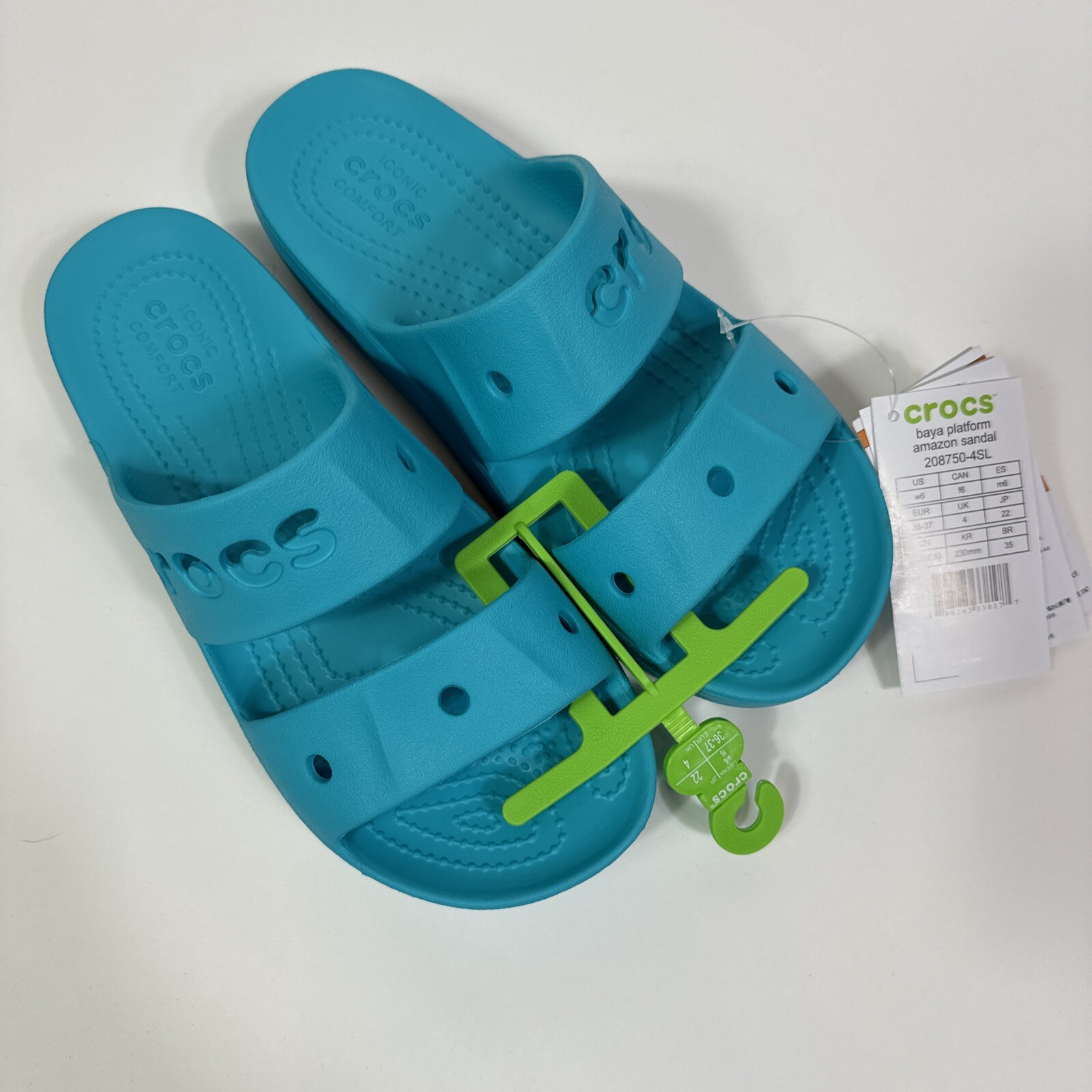 NWT Women's Crocs Digital Aqua Blue Slip On Baya Platform Sandals sz 6