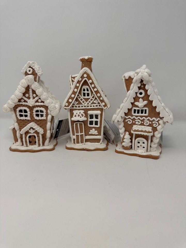 Neutral Gingerbread House, Christmas Village, Brown & White, NEW 7 ...