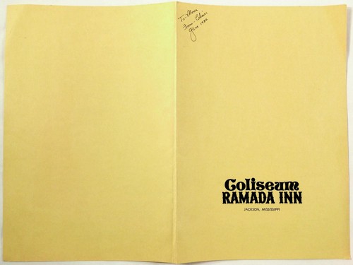 1982 Vintage Room Service Menu COLISEUM RAMADA INN Jackson Mississippi ...
