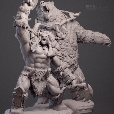 1/20 80mm resin figures model Orc Warriors and Bears Unassembled ...