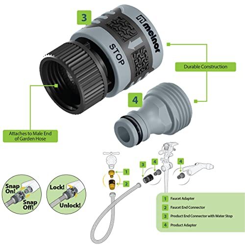 Melnor 65175AMZ 6 Piece Quick Connect Set Connector Bundle Black Blue ...