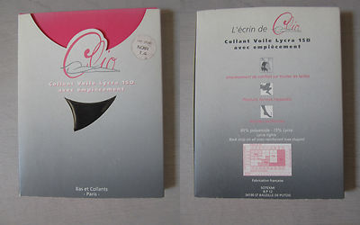 COLLANT VINTAGE VOILE LYCRA NOIR 15D CLIO Fabrication Française Taille ...