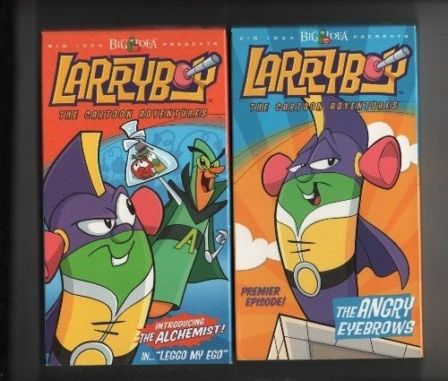 2 Larry Boy Veggie Tales Cartoon VHS Angry Eyebrows & Leggo My Ego The ...