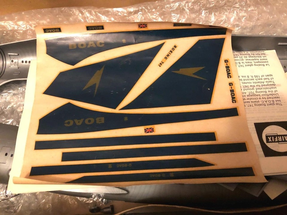 1969 RED STRIPE AIRFIX 1:144 BOEING 747 "BOAC" JUMBO JET MODEL KIT ...