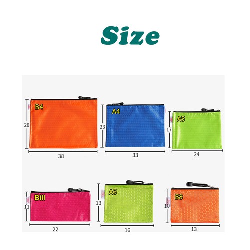 12PCS A5/A4 Zip Bag Document Storage Wallet File Folder Paper Archive ...