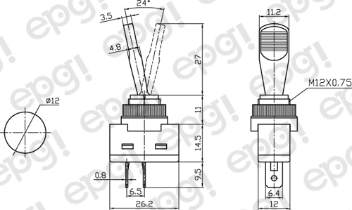 5 PACK - SPST (ON/OFF) LONG HANDLE TOGGLE SWITCH 20AMPS - 12VDC # 66 ...