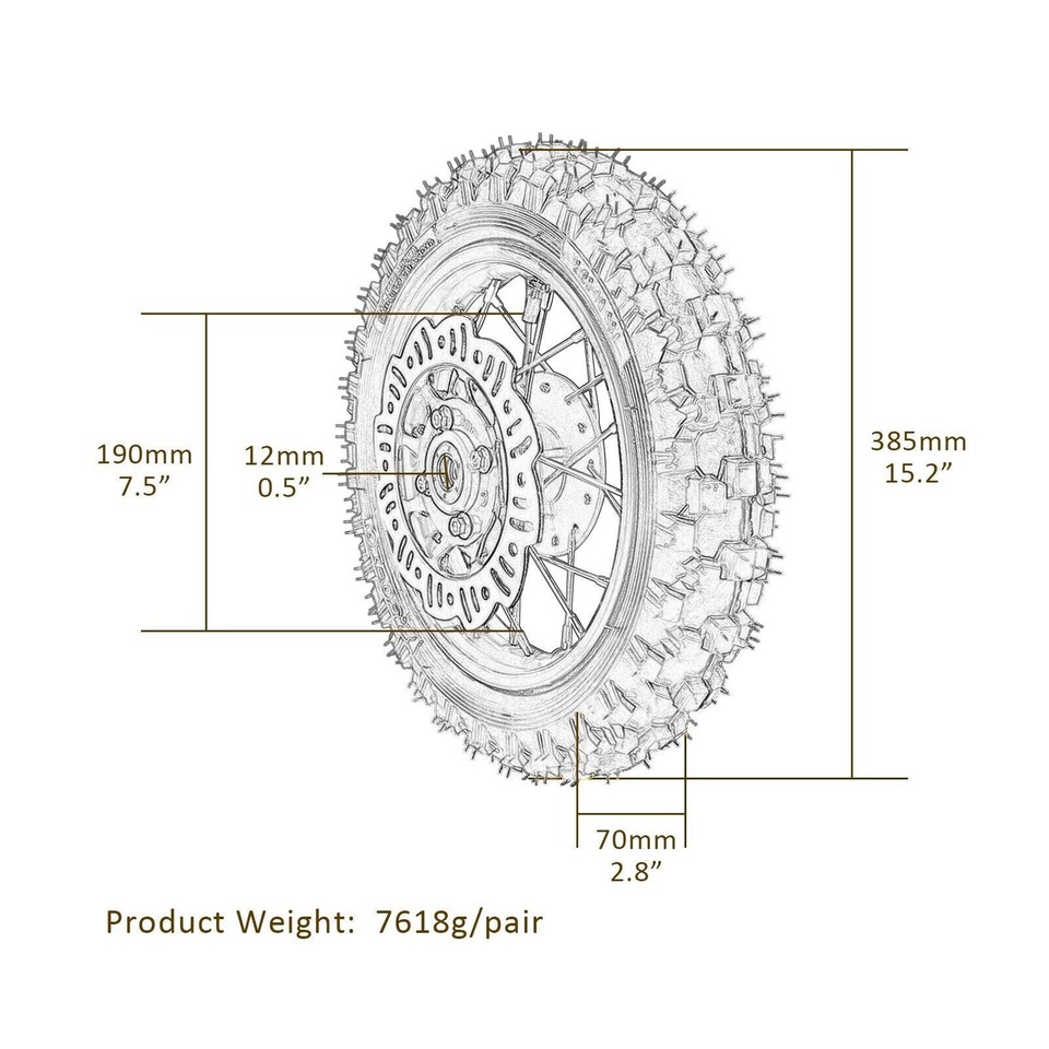 630mm Front Forks Wheel 2.50-10 Tire Disc Brake for Dirt Bike CRF50 XR ...