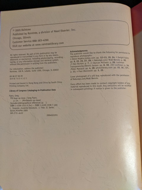 Minibeasts up Close Ser.: Pill Bugs up Close by Greg Pyers (2005 ...