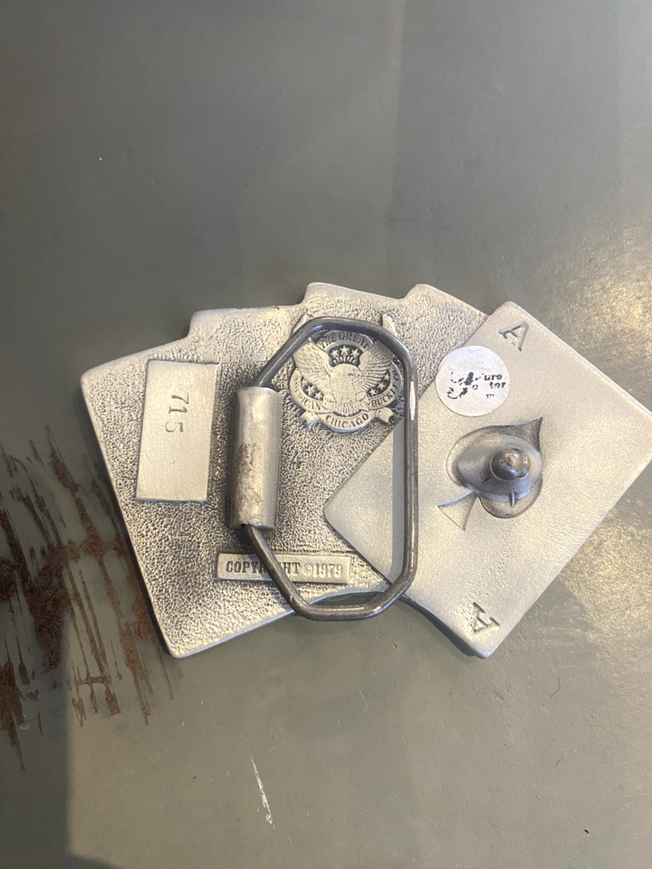 VTG 1979 Royal Flush Belt Buckle Poker Cards Ace Great American Buckle ...