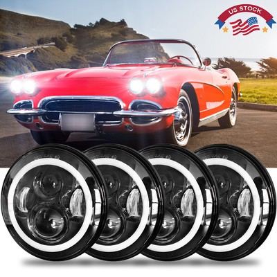4pcs 5.75 5-3/4" inch Round LED Headlight for Chevy GMC Corvette C1 C2 ...