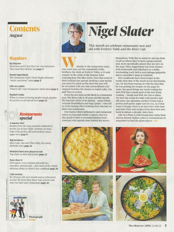 UK Observer Food Monthly Magazine: Selby Brothers, Jeremy Lee Recipes ...